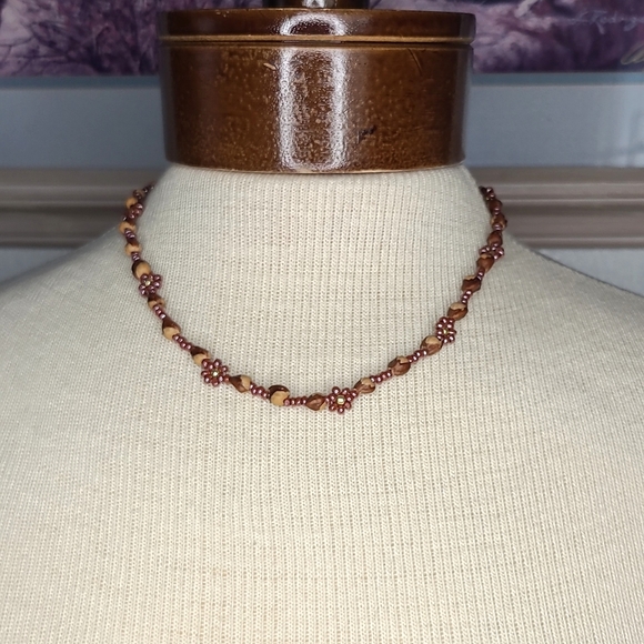 Hand Crafted | Jewelry | Handmade Floral Beaded Juniper Bead Necklace | Poshmark